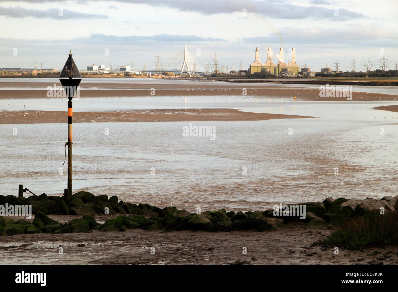 View across the River Dee Estuary, from Flint towards Connah’s Quay ...