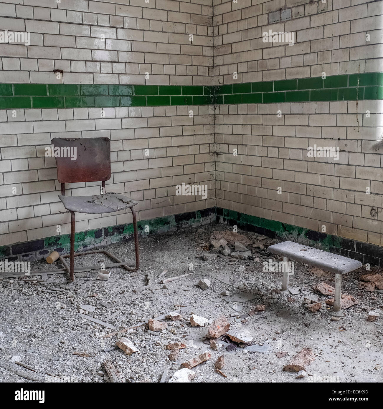 Disused old Lancashire cotton mill in a state of decay with a lot of ...