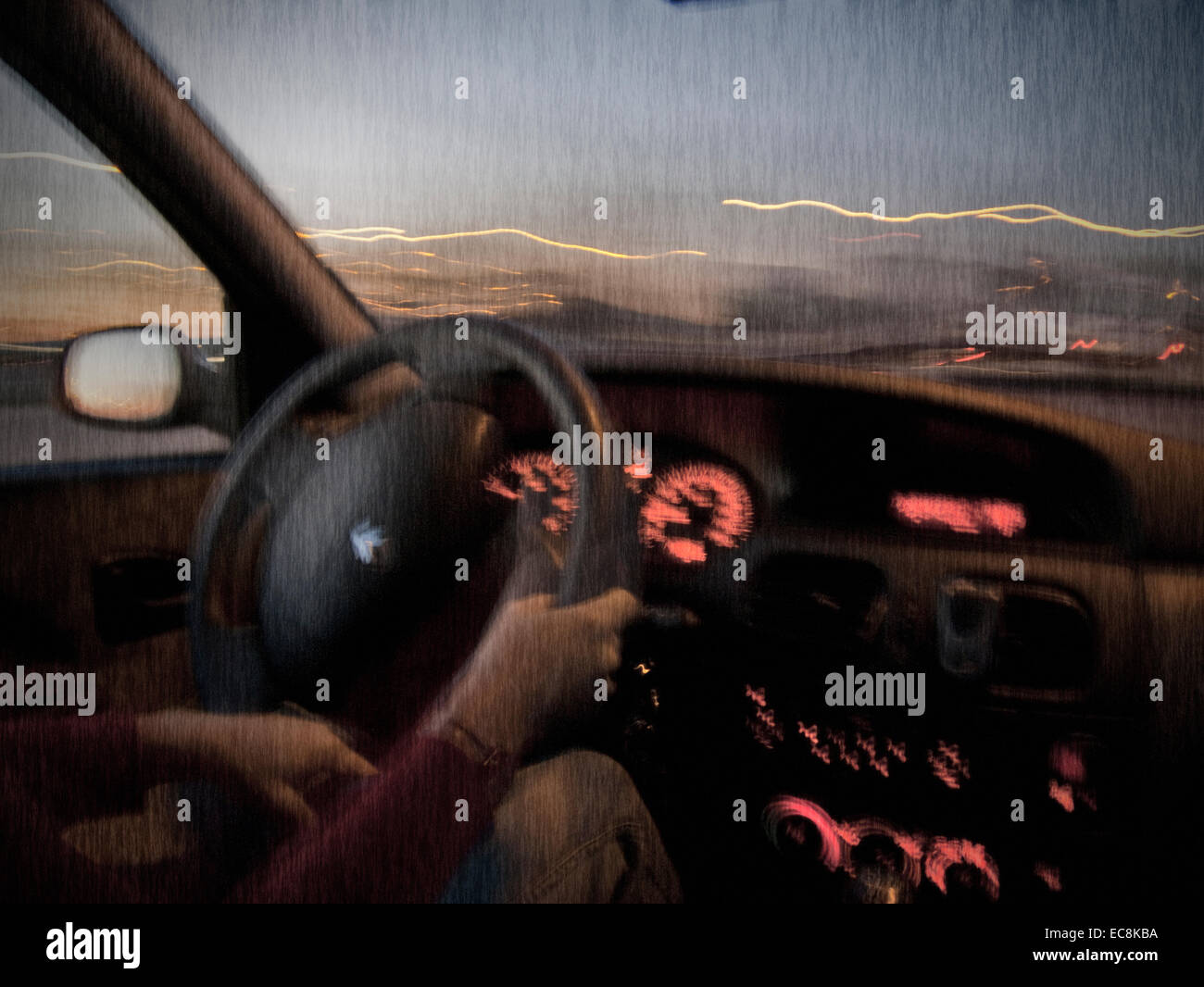 Driving at night Stock Photo - Alamy