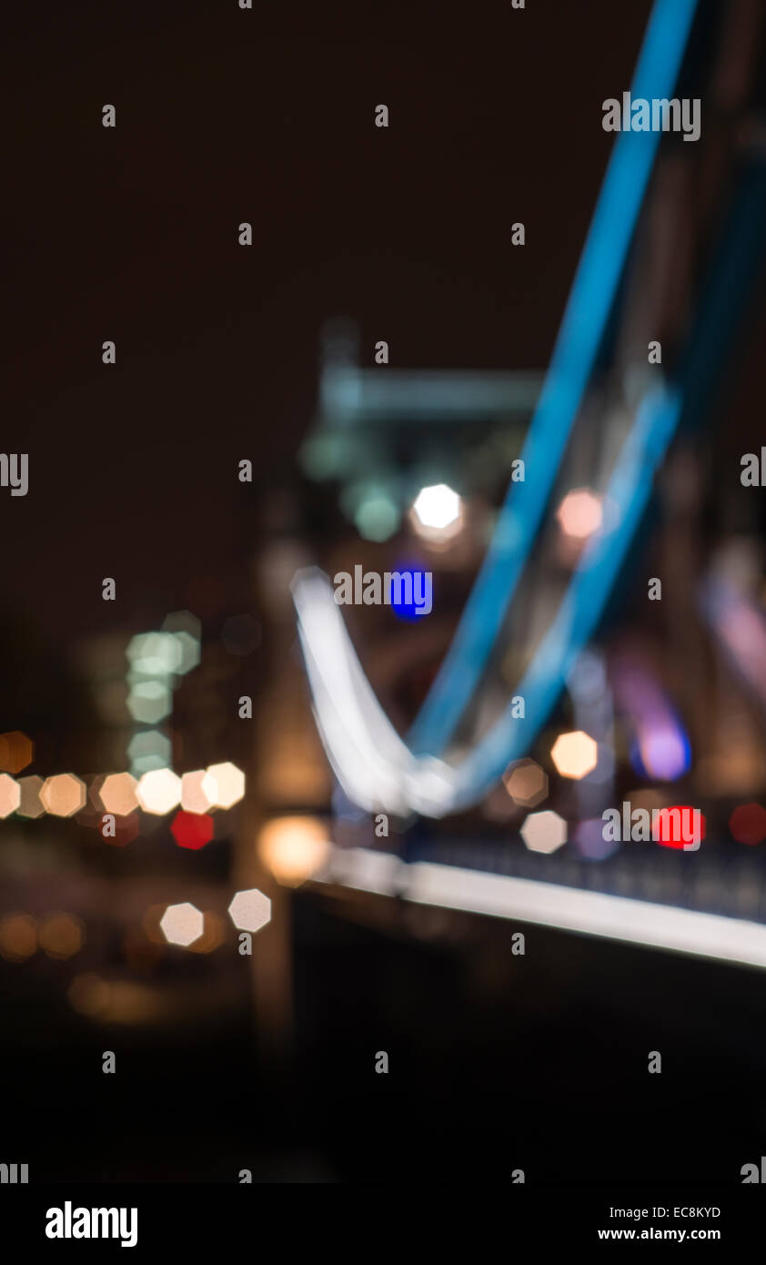 Blurred abstract of an illuminated Tower Bridge, London, England, UK ...