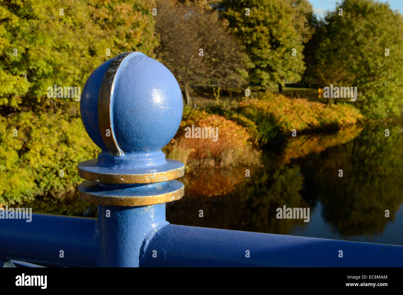 Railing on the suspension bridge at Glasgow Green in Glasgow, Scotland ...