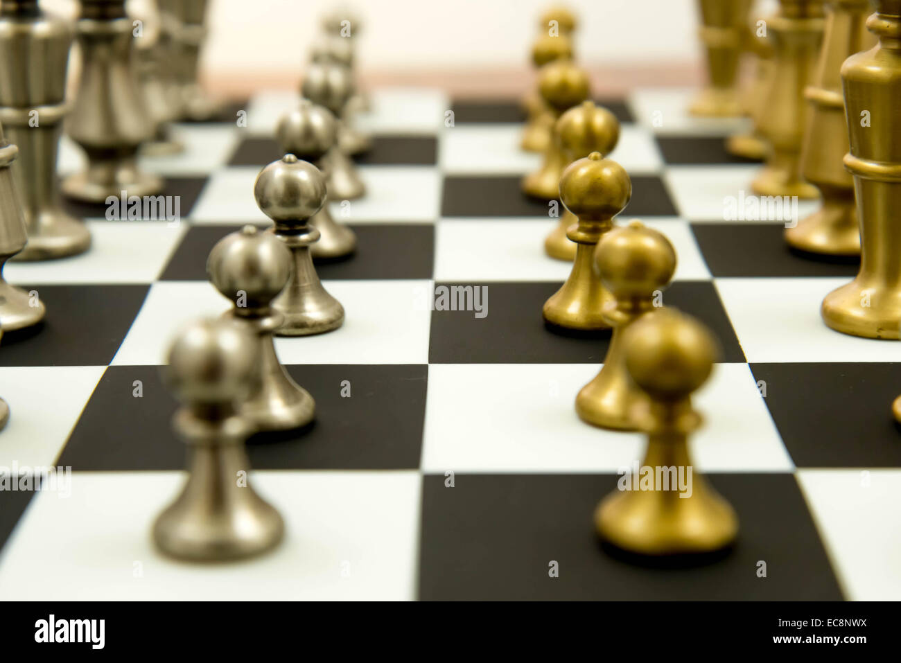 Classic chess game - pawns in rows, lined up Stock Photo - Alamy