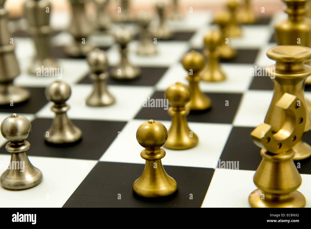 Classic chess game - pawns in rows, lined up Stock Photo - Alamy