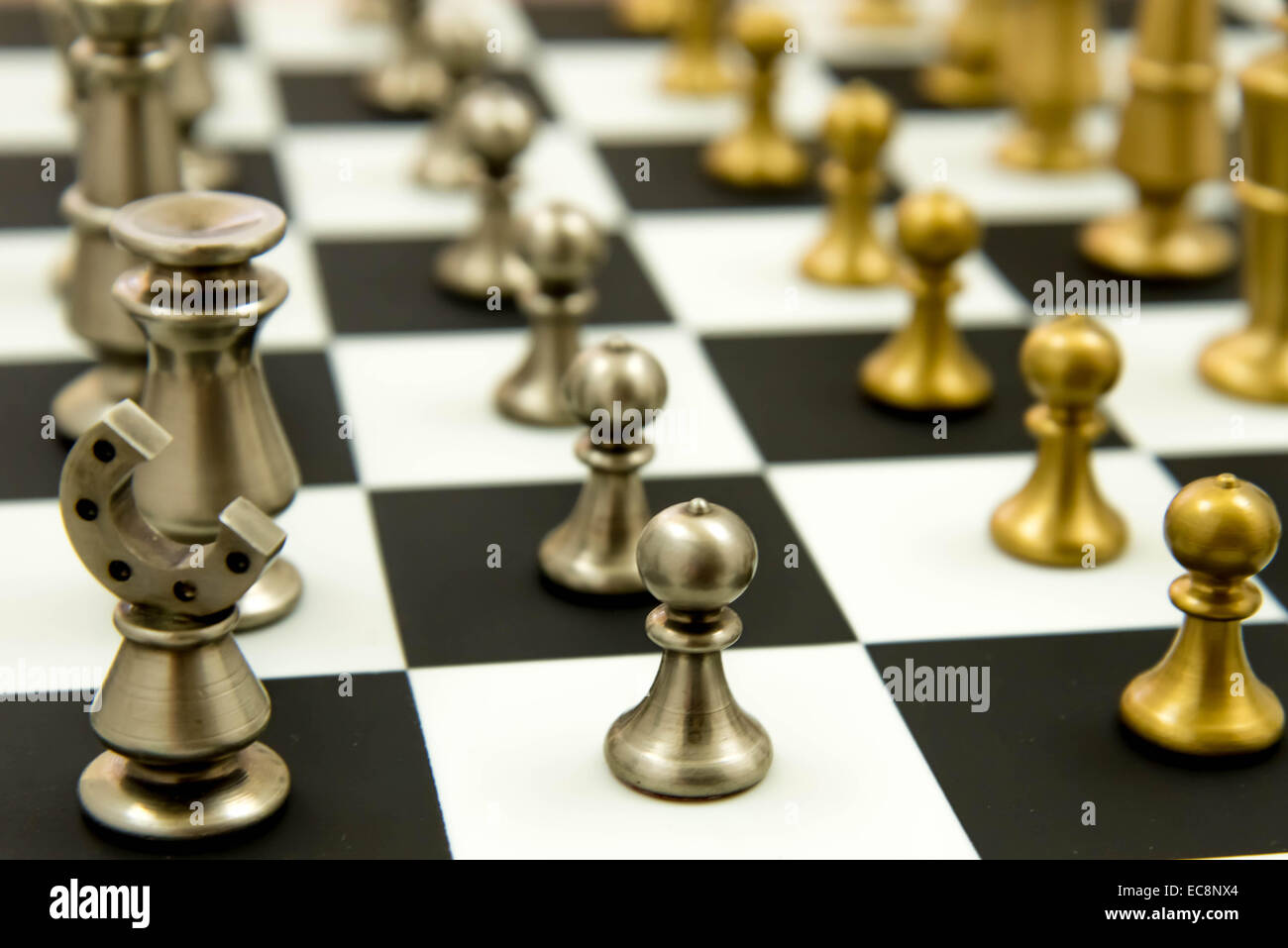 Classic chess game - pawns in rows, lined up Stock Photo - Alamy