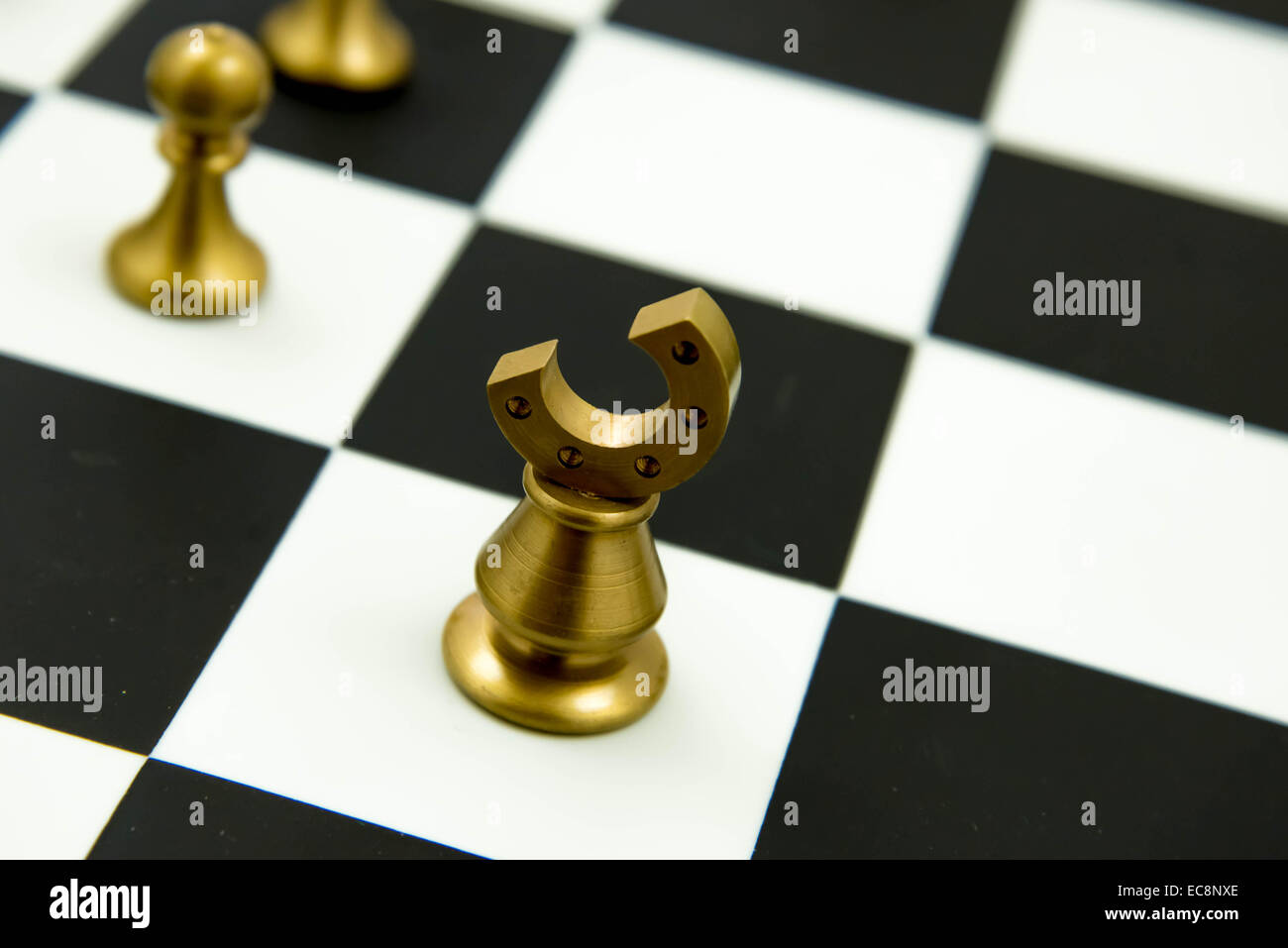 Classic chess game - pieces in play on chessboard Stock Photo - Alamy