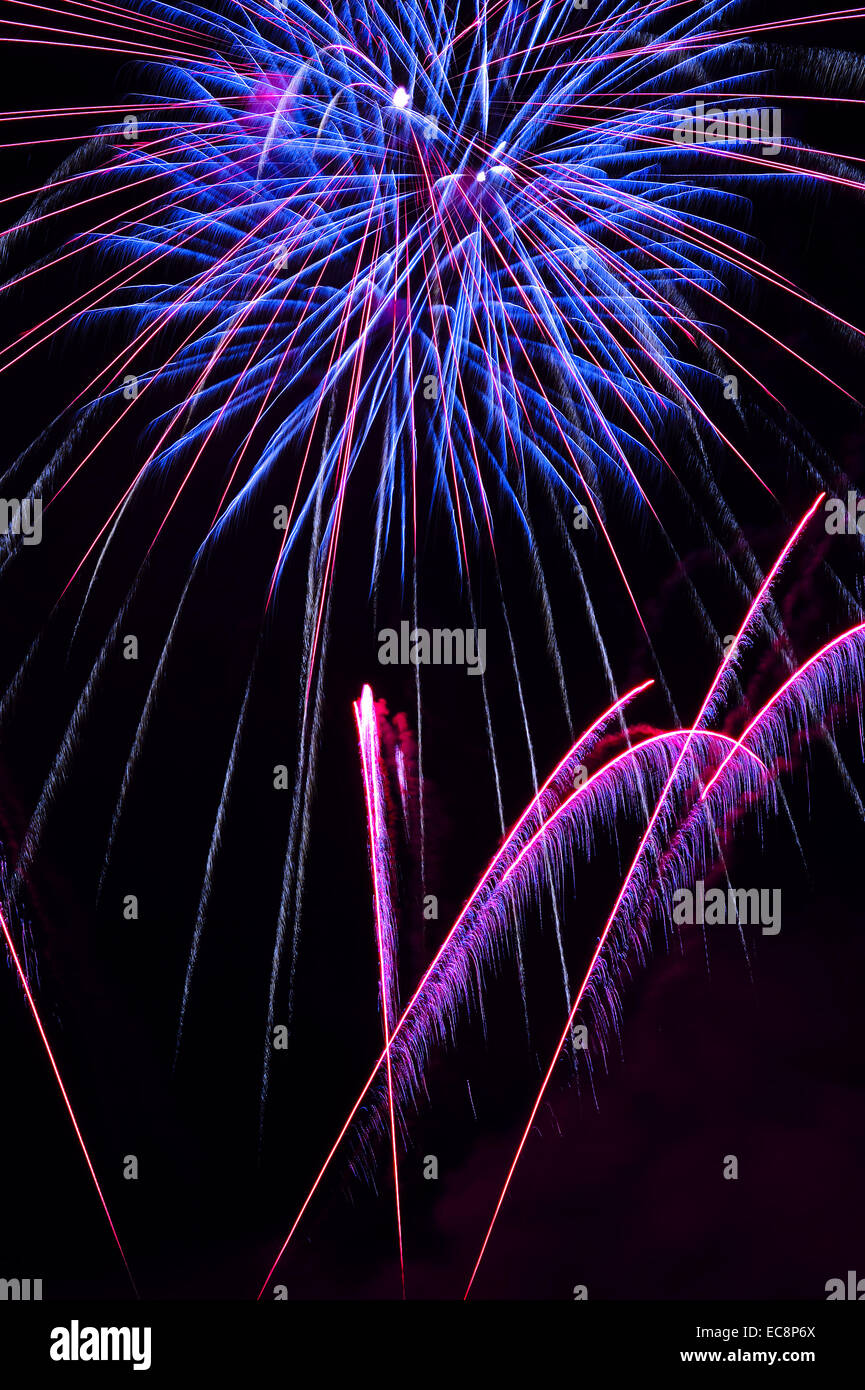 A vertical image of a fireworks display for Canada Days Stock Photo - Alamy