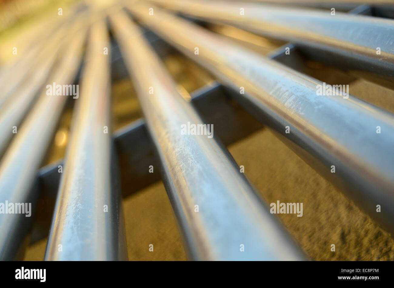 Tubular aluminium public bench Stock Photo - Alamy
