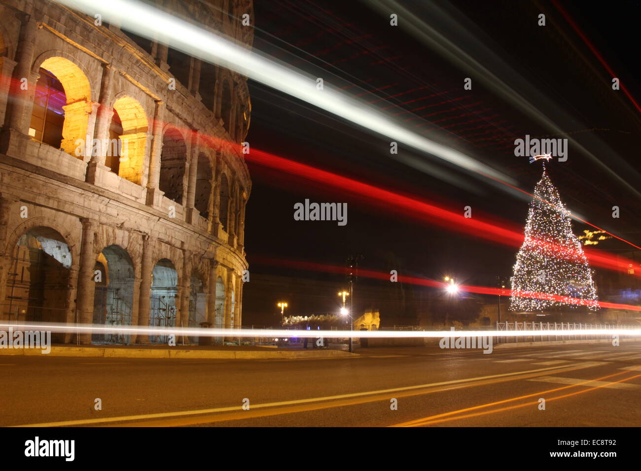 Colosseum night light trail in rome hi-res stock photography and images ...