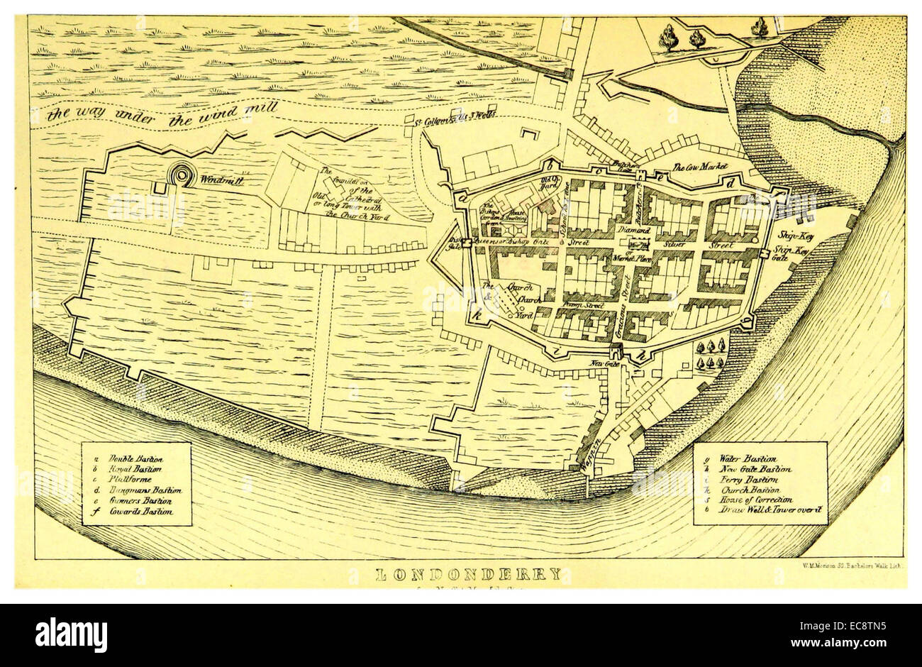 A map of Londonderry, created in 1859, illustrating the city’s ...