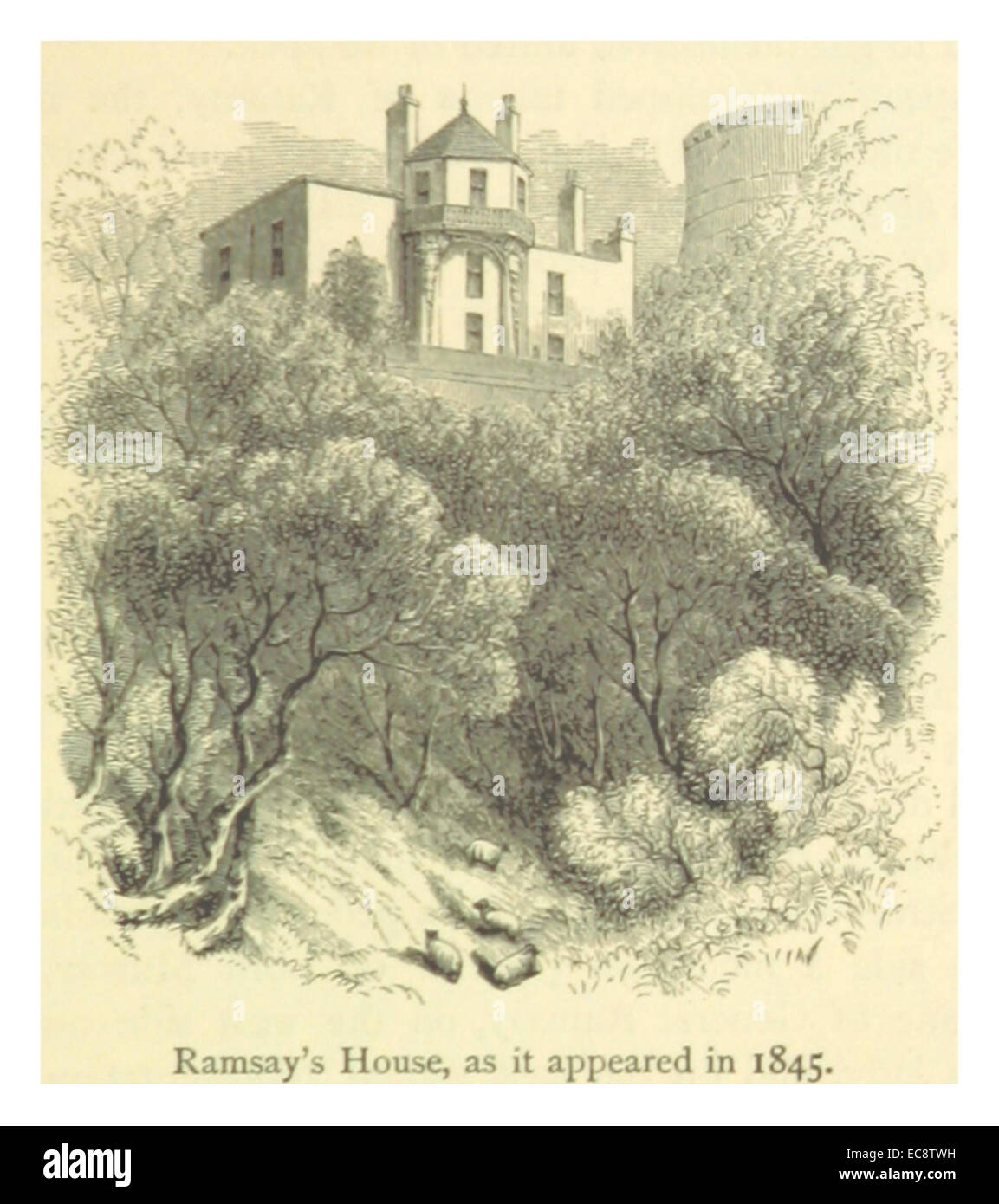 This 1869 illustration by Chambers depicts Ramsay's House, a notable ...