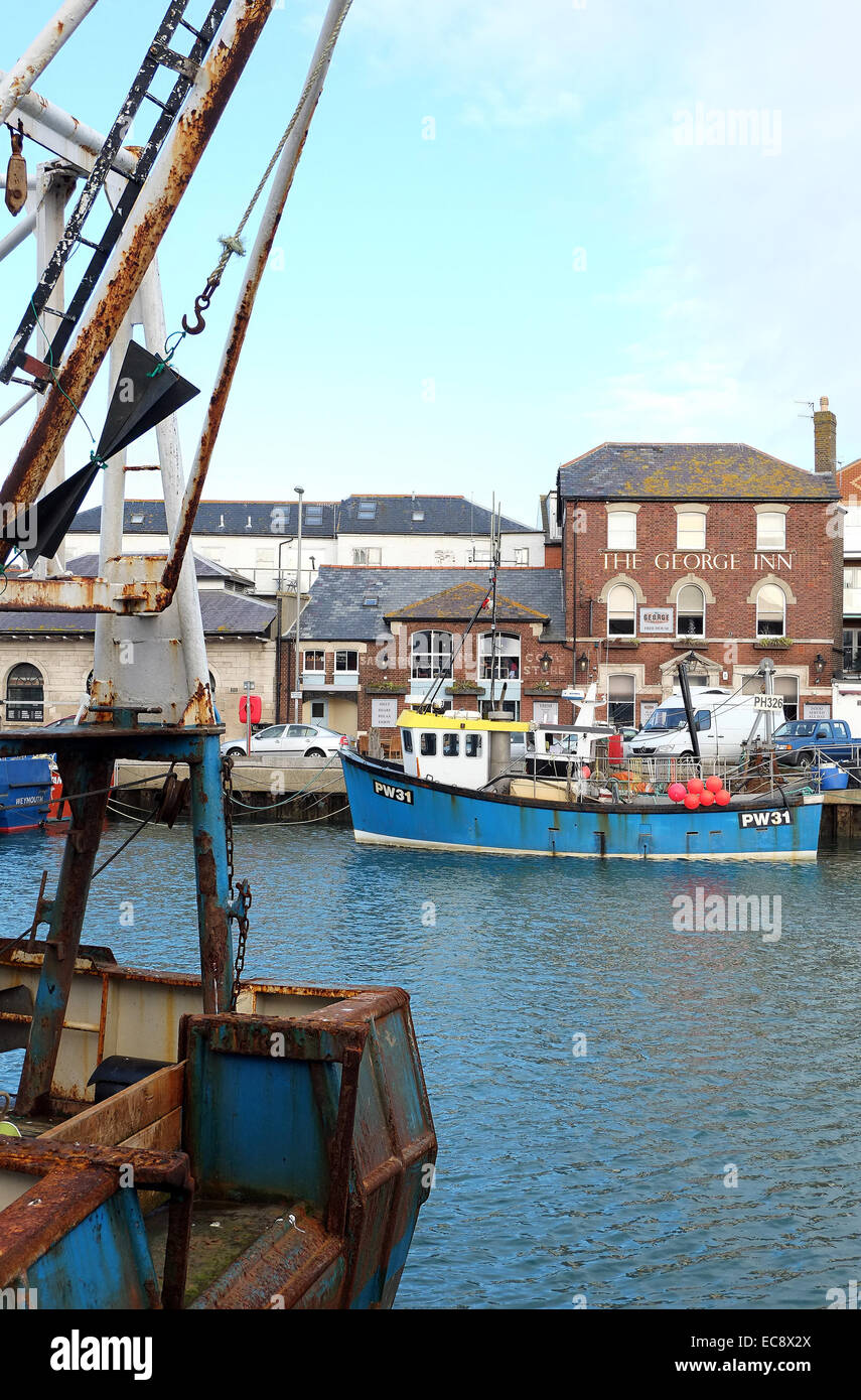 Fishing boats at the quay in Weymouth harbour, 10th December 2014 Stock Photo - Alamy