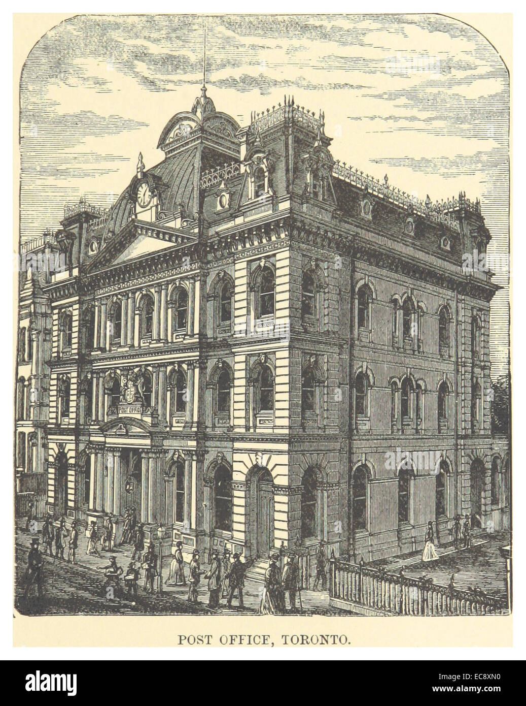 An 1881 illustration showing the Post Office in Toronto. The image ...