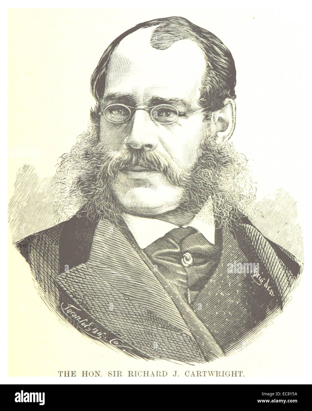An illustration from Dent (1881) featuring Sir Richard J. Cartwright, a ...