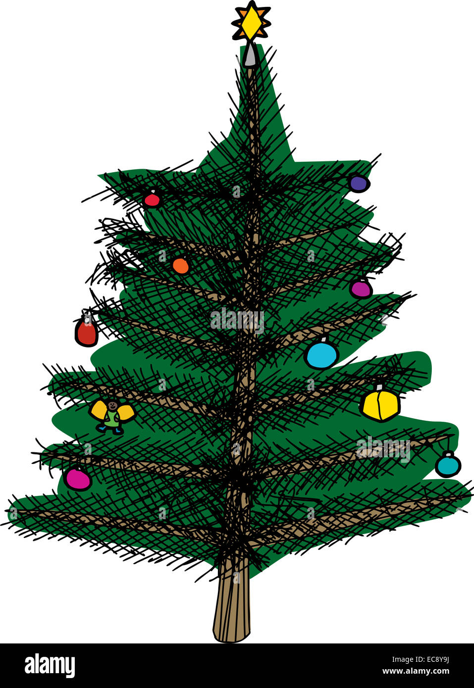 Isolated evergreen Christmas tree over white background Stock Photo - Alamy