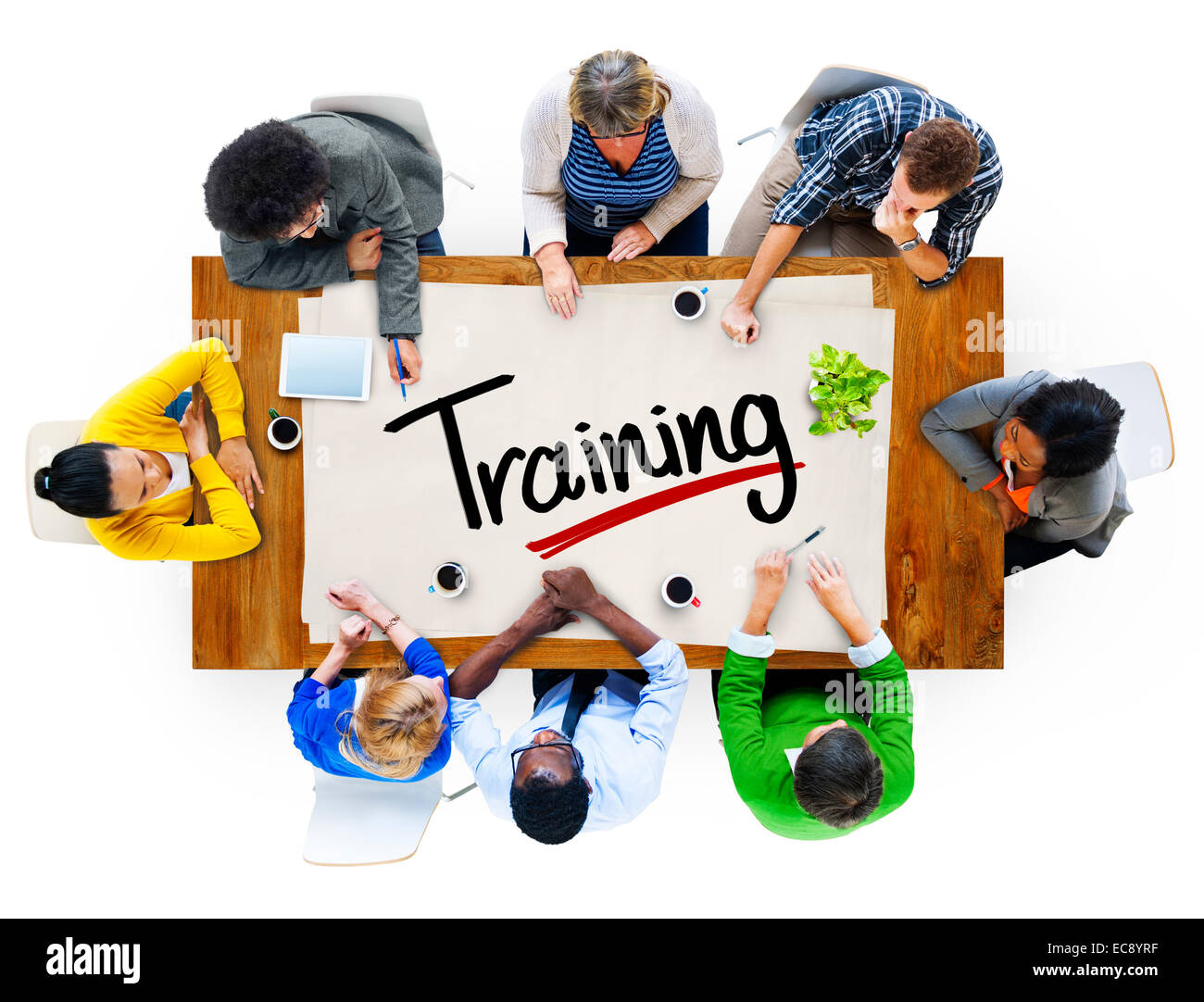 People in a Meeting and Single Word Training Stock Photo - Alamy