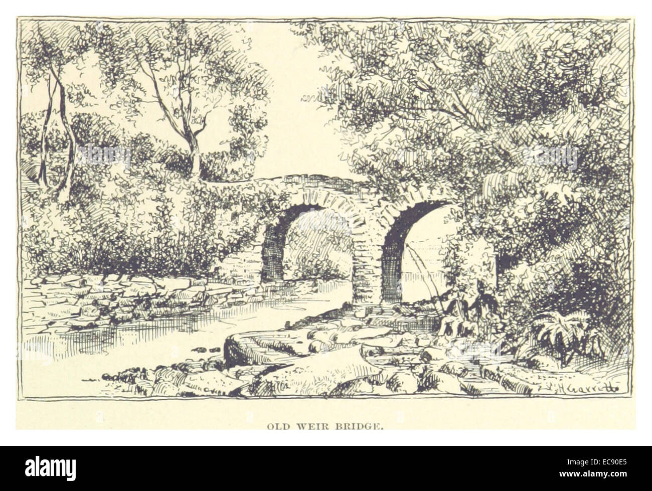 This 1891 illustration of the Old Weir Bridge captures the ...