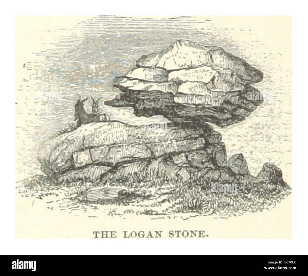 Illustration from FRENCH (1891), page 276, depicting the Logan Stone, a ...