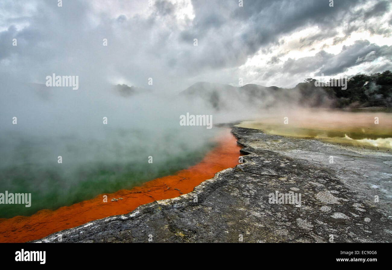 Champagne Pool, Wai-O-Tapu Thermal Wonderland, New Zealand Stock Photo ...