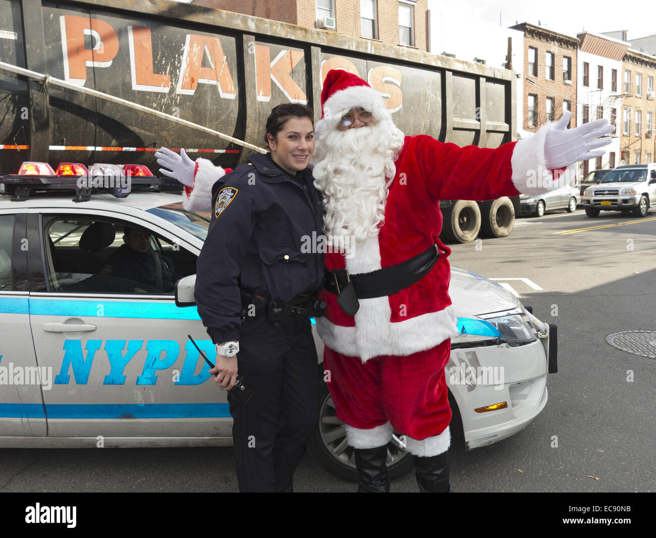 Santa Jingle Bell Parade in the Greenpoint section of Brooklyn, NY ...