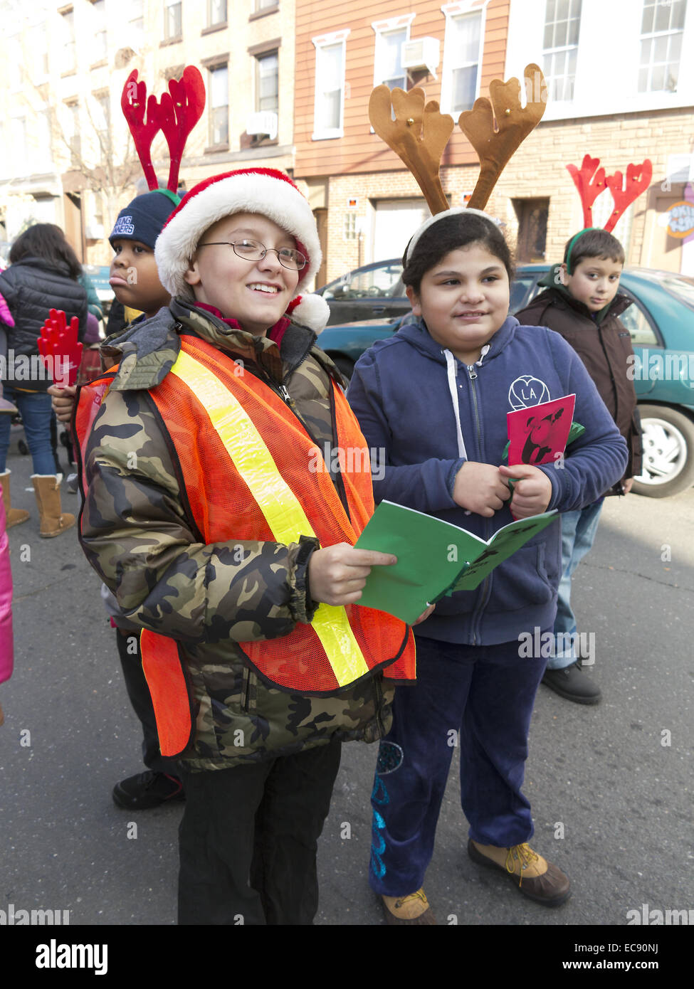 Santa Jingle Bell Parade in the Greenpoint section of Brooklyn, NY ...