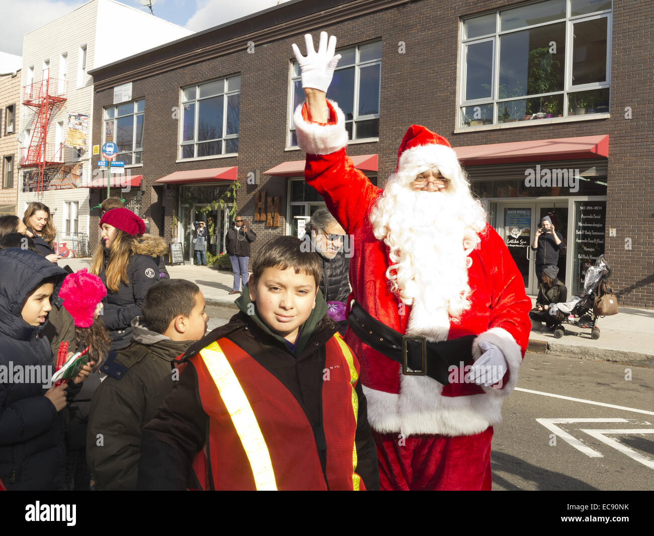 Santa Jingle Bell Parade in the Greenpoint section of Brooklyn, NY ...