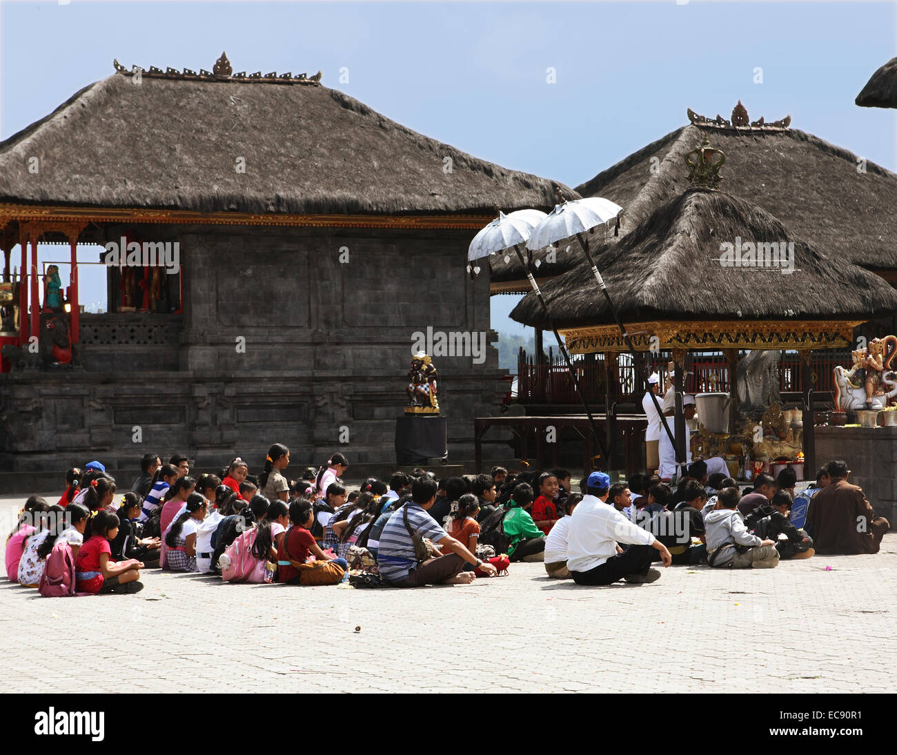 Temple in Batur temple in Bali Indonesia prayer offering Stock Photo ...