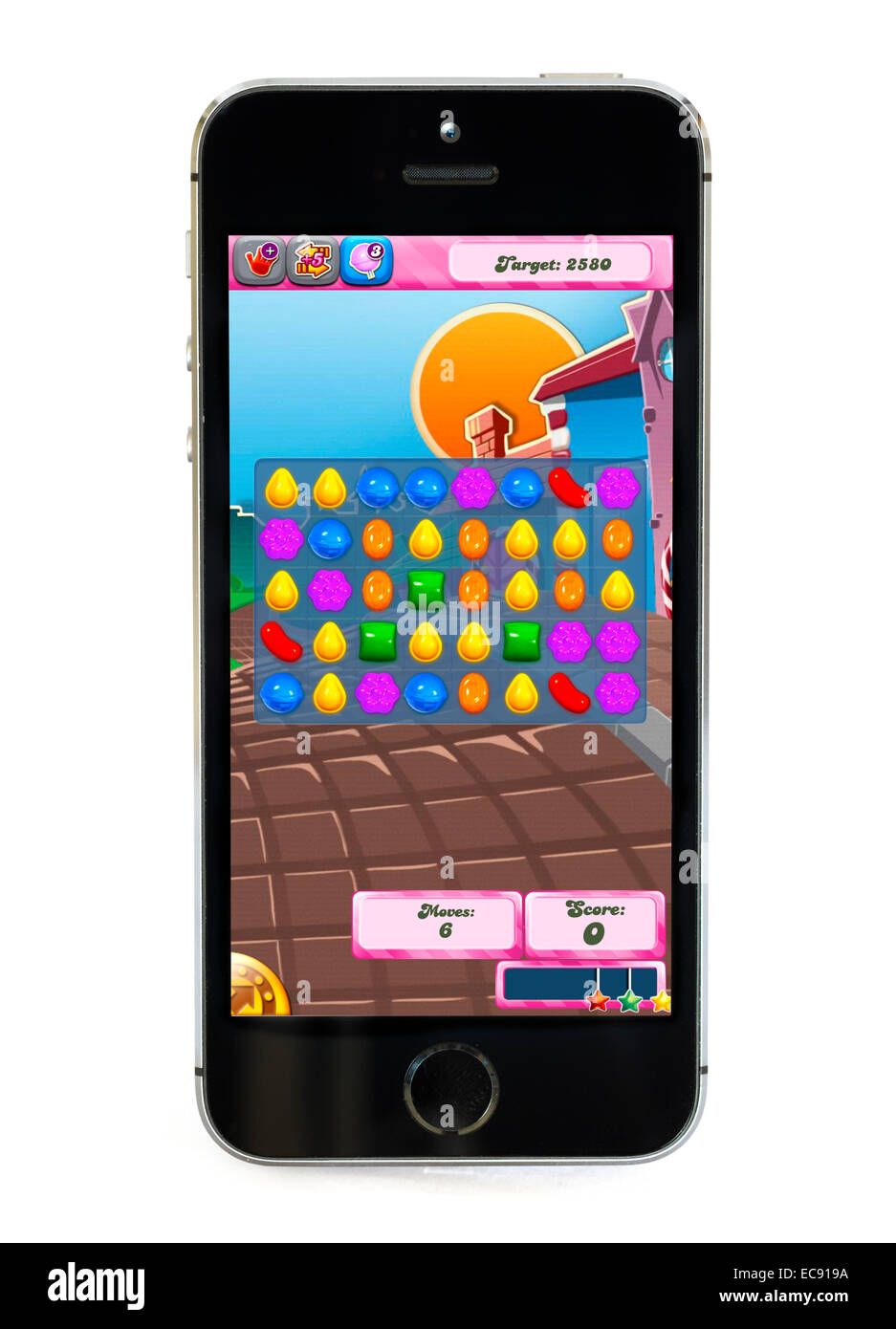 The popular game, Candy Crush Saga, played on an Apple iPhone 5S Stock ...