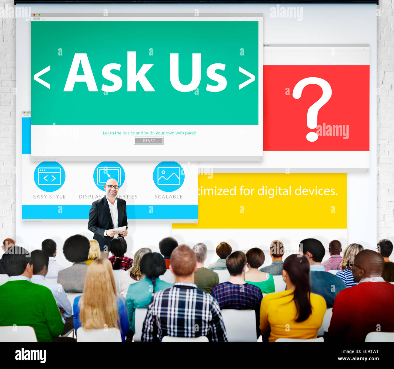 Digital Online Business Feedback Ask Us Concept Stock Photo - Alamy