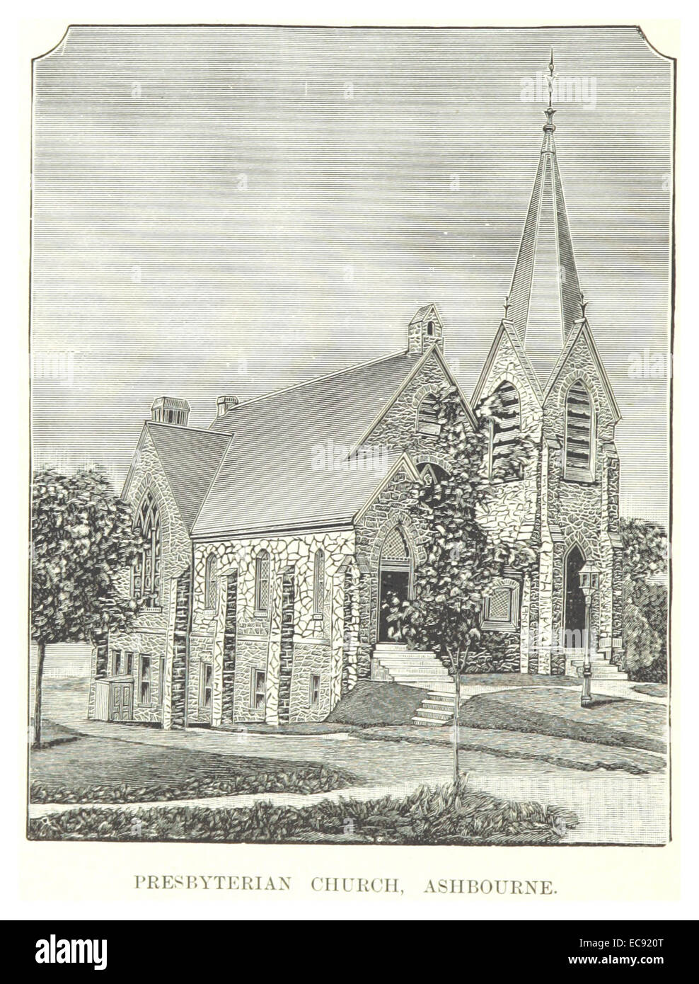 An 1892 drawing by Hotchkin of the Presbyterian Church in Ashbourne ...