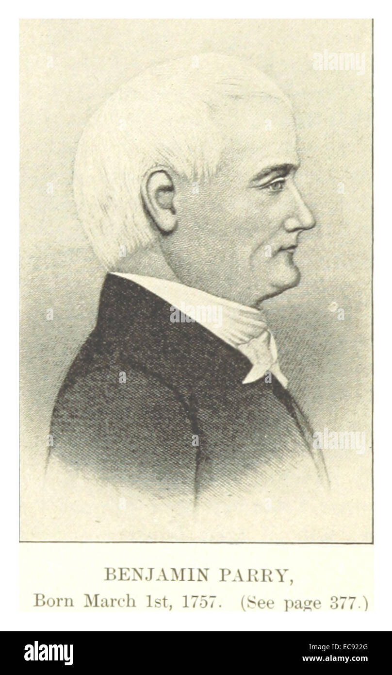 An 1892 illustration of Benjamin Parry, a historical figure known for ...