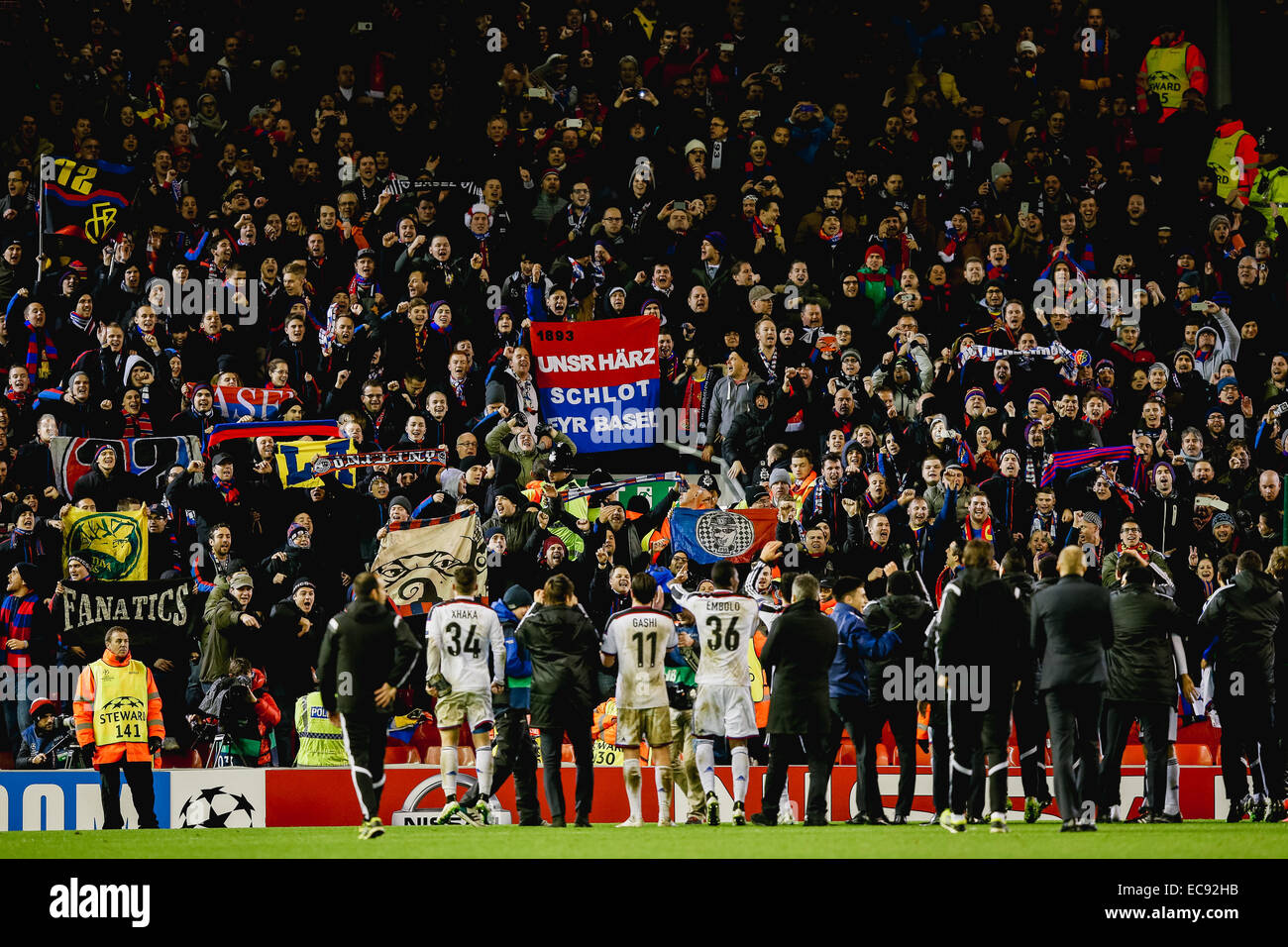 Liverpool, UK. 9th Dec, 2014. Basel fans Football/Soccer : FC Basel ...