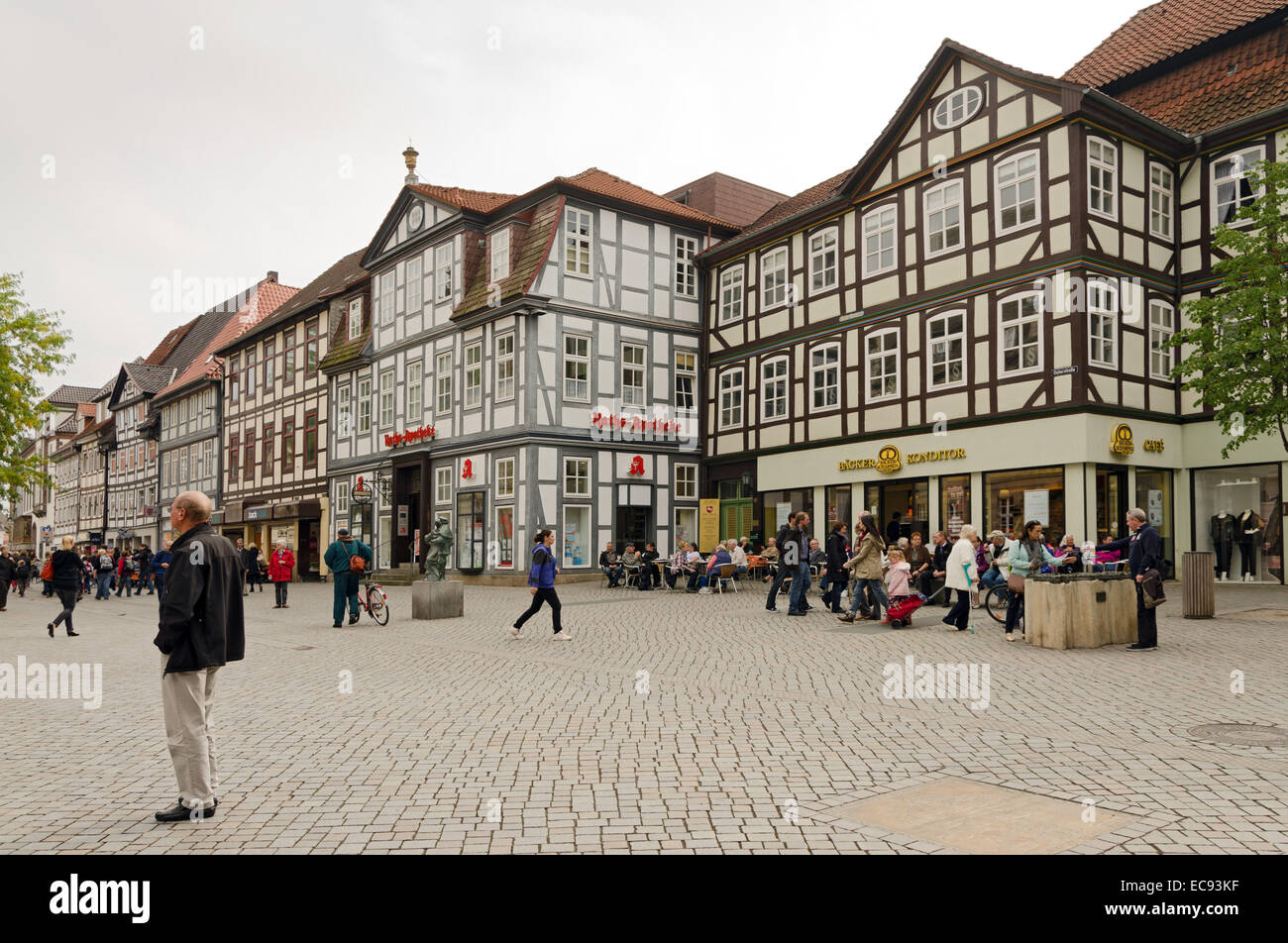 HAMELN, GERMANY - SEPTEMBER 25: people in a downtown shopping street in ...