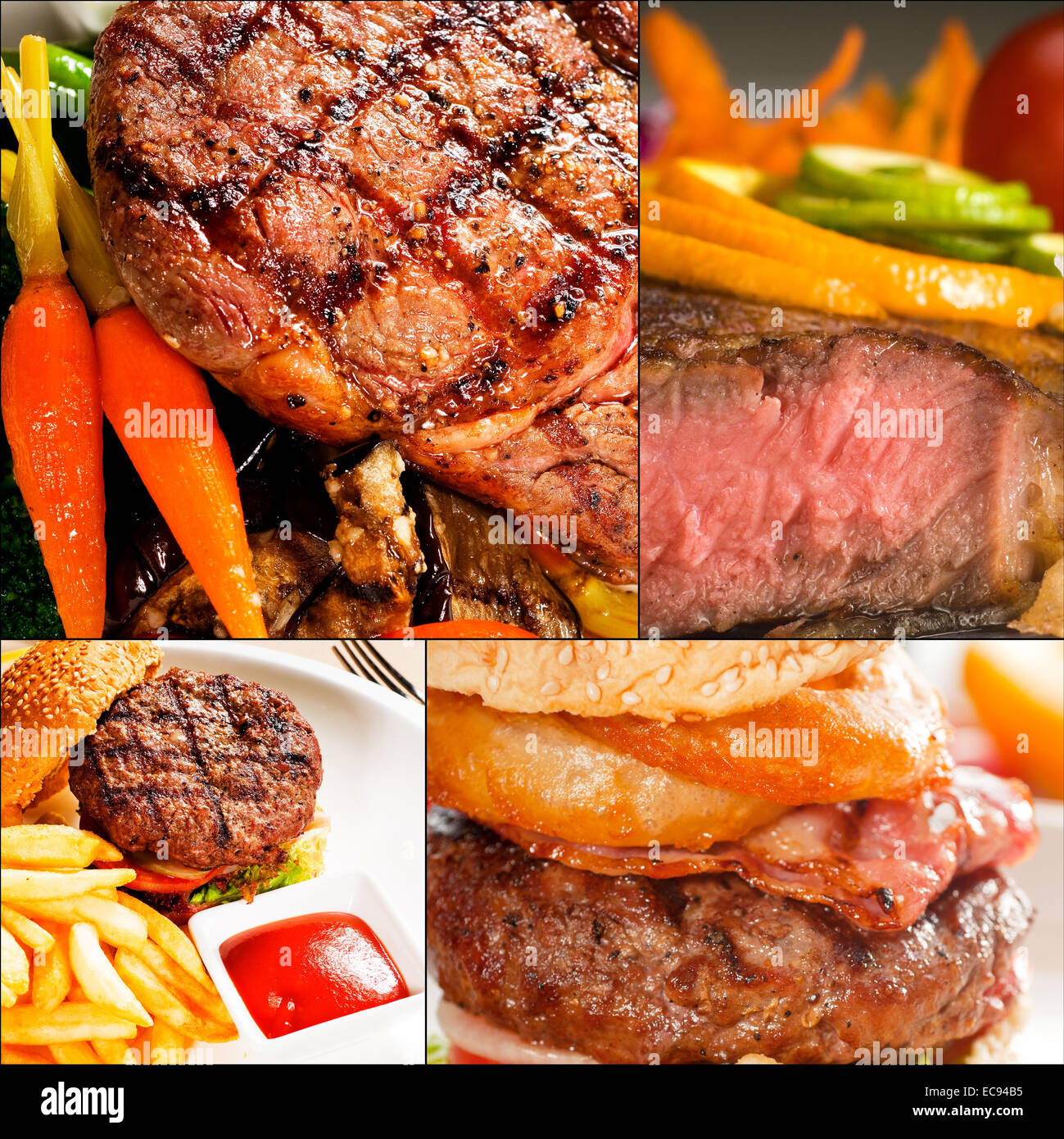 beef dishes collage composition nested on square frame Stock Photo - Alamy