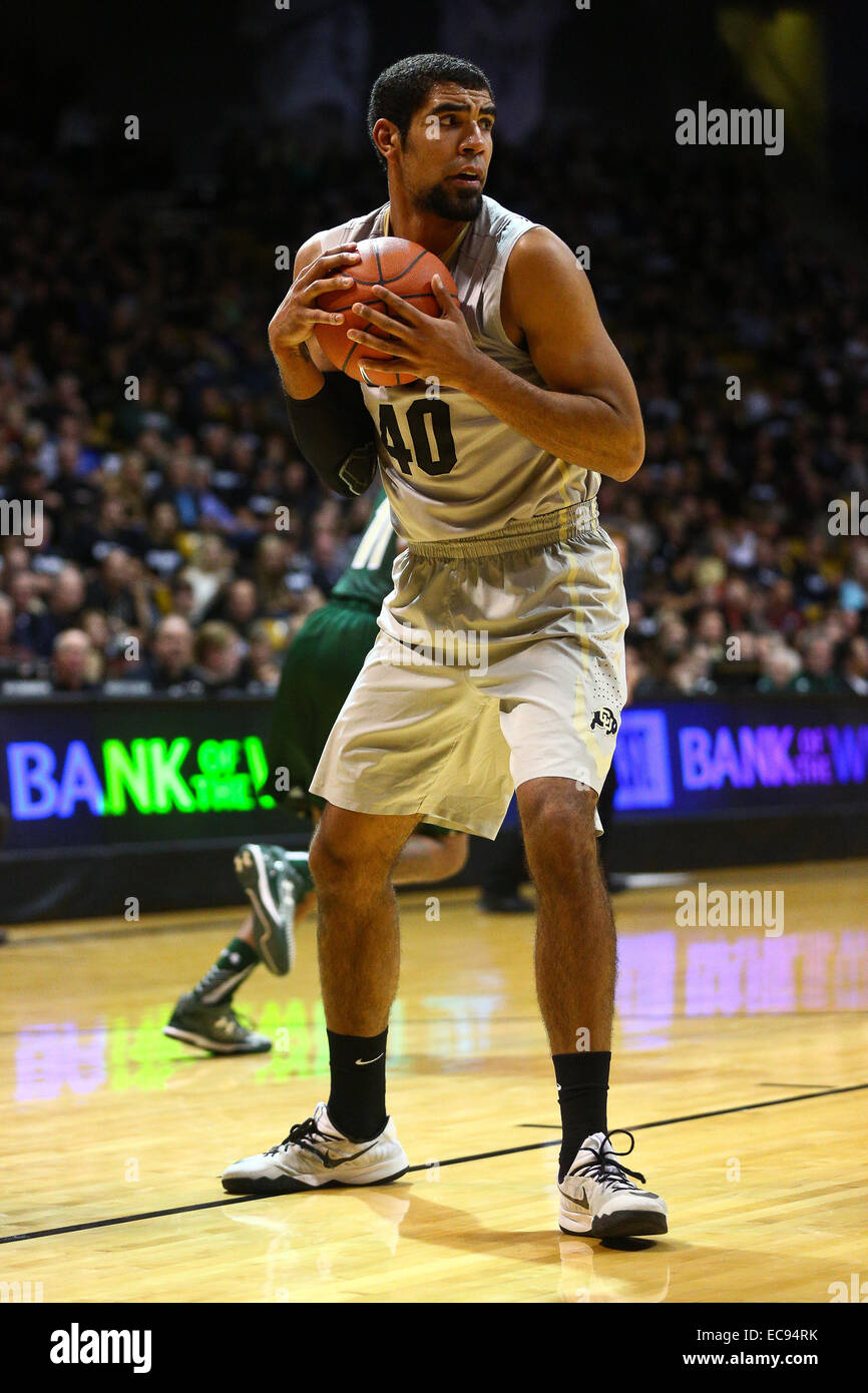 Boulder. 10th Dec, 2014. Colorado's Josh Scott corrals a rebound in the ...