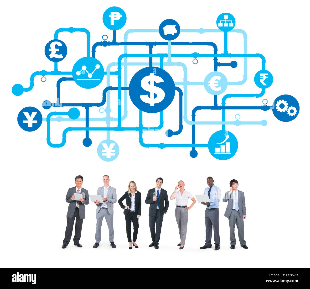 Group of Business People with Global Finance Concept Stock Photo - Alamy