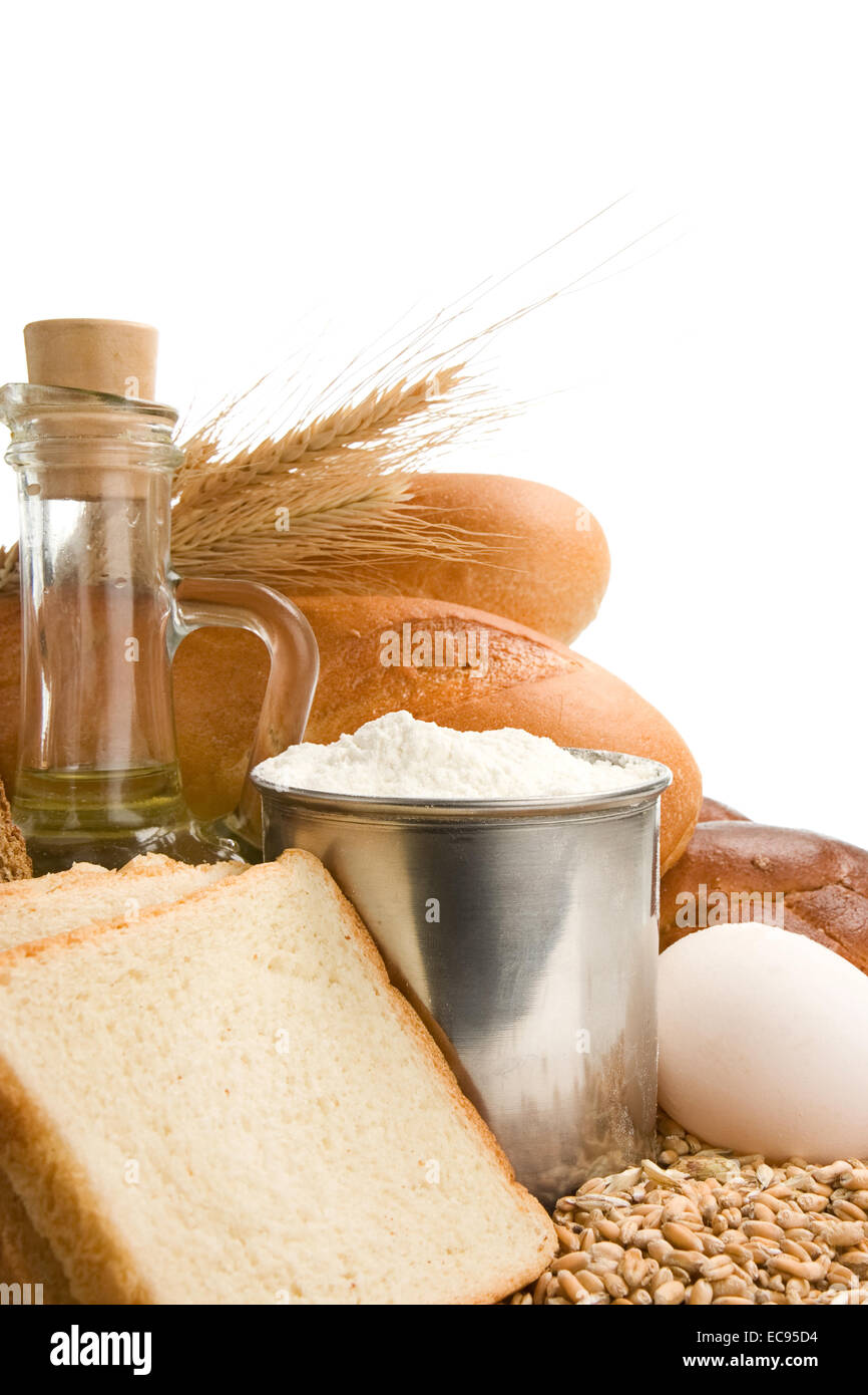 bread and bakery products isolated on white background Stock Photo - Alamy