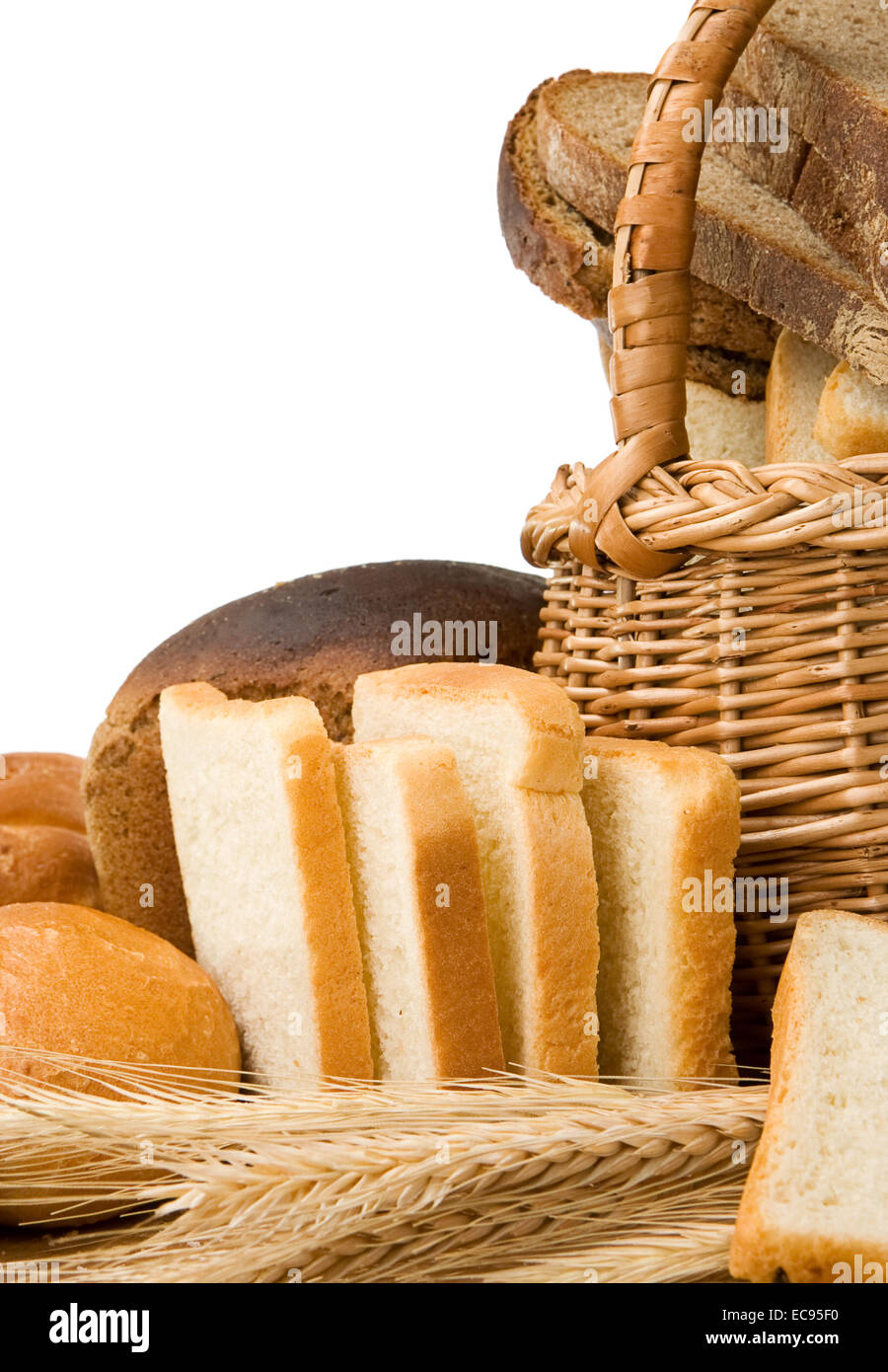 set of bakery products on table isolated on white Stock Photo - Alamy