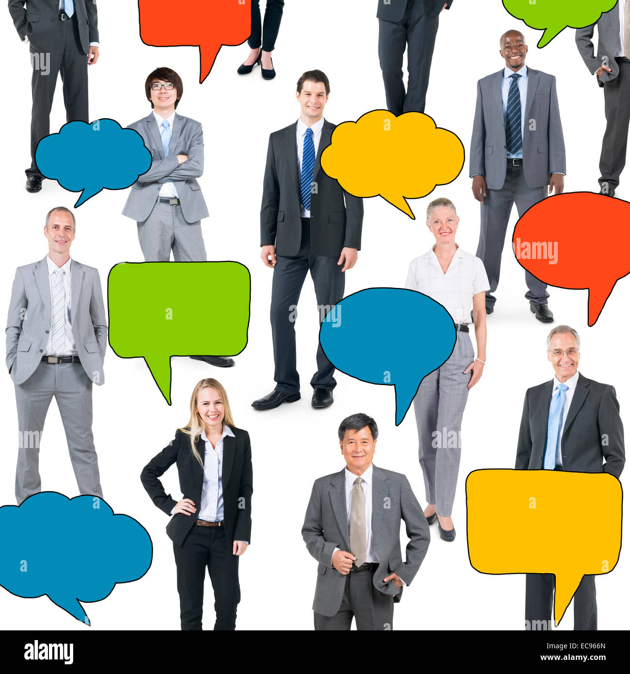 Business People and Empty Speech Bubbles Stock Photo - Alamy