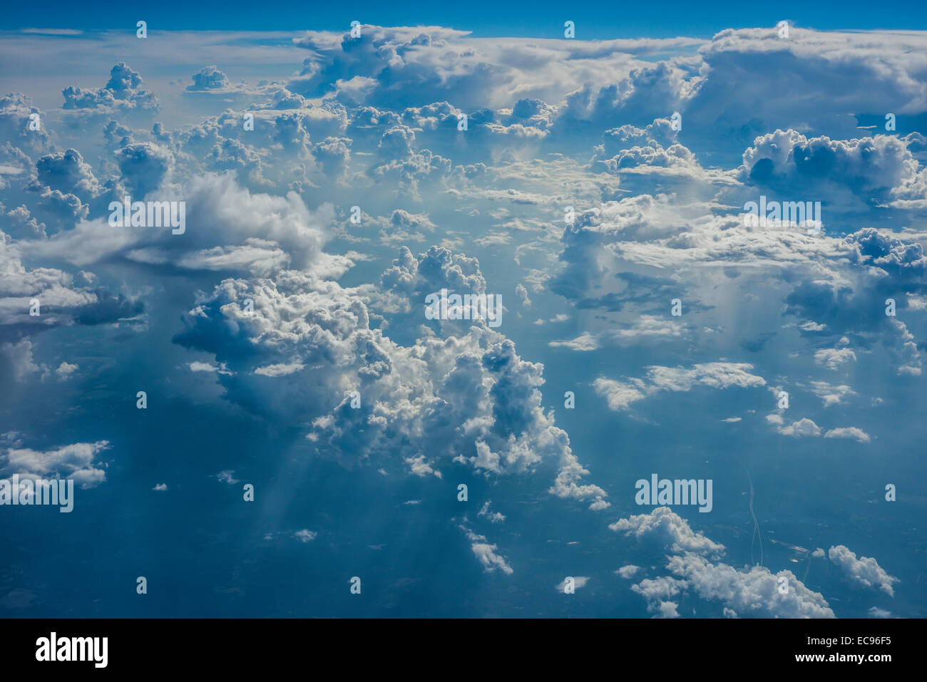 plane flying america usa airport aerial view window clouds high ...
