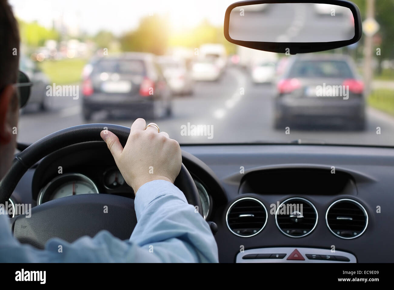 Driving a car in rush hour Stock Photo - Alamy