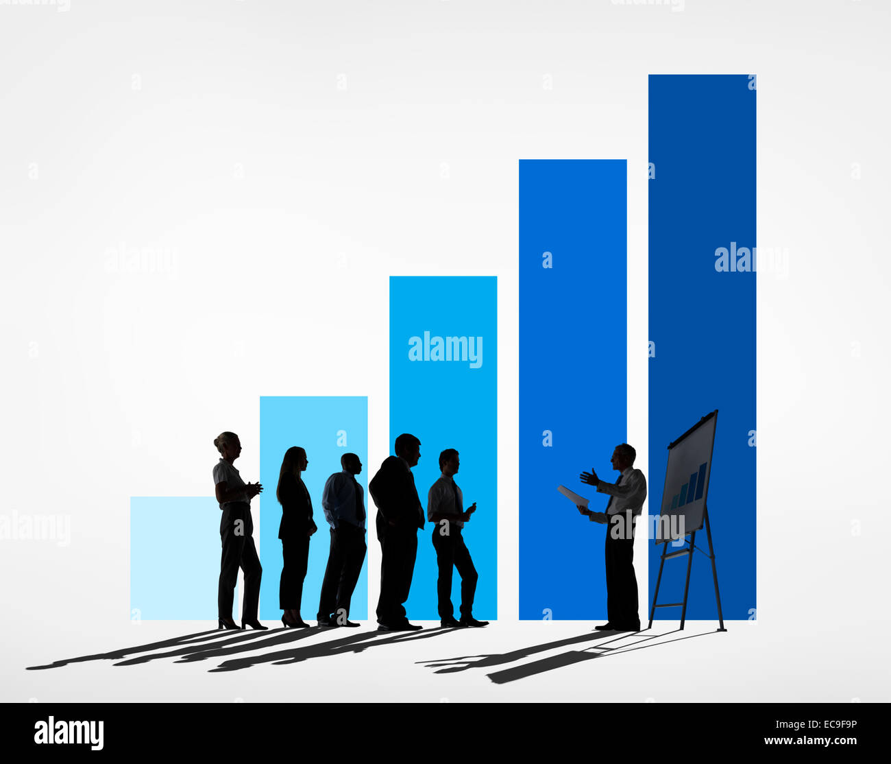 Business meeting with a blue graph Stock Photo - Alamy