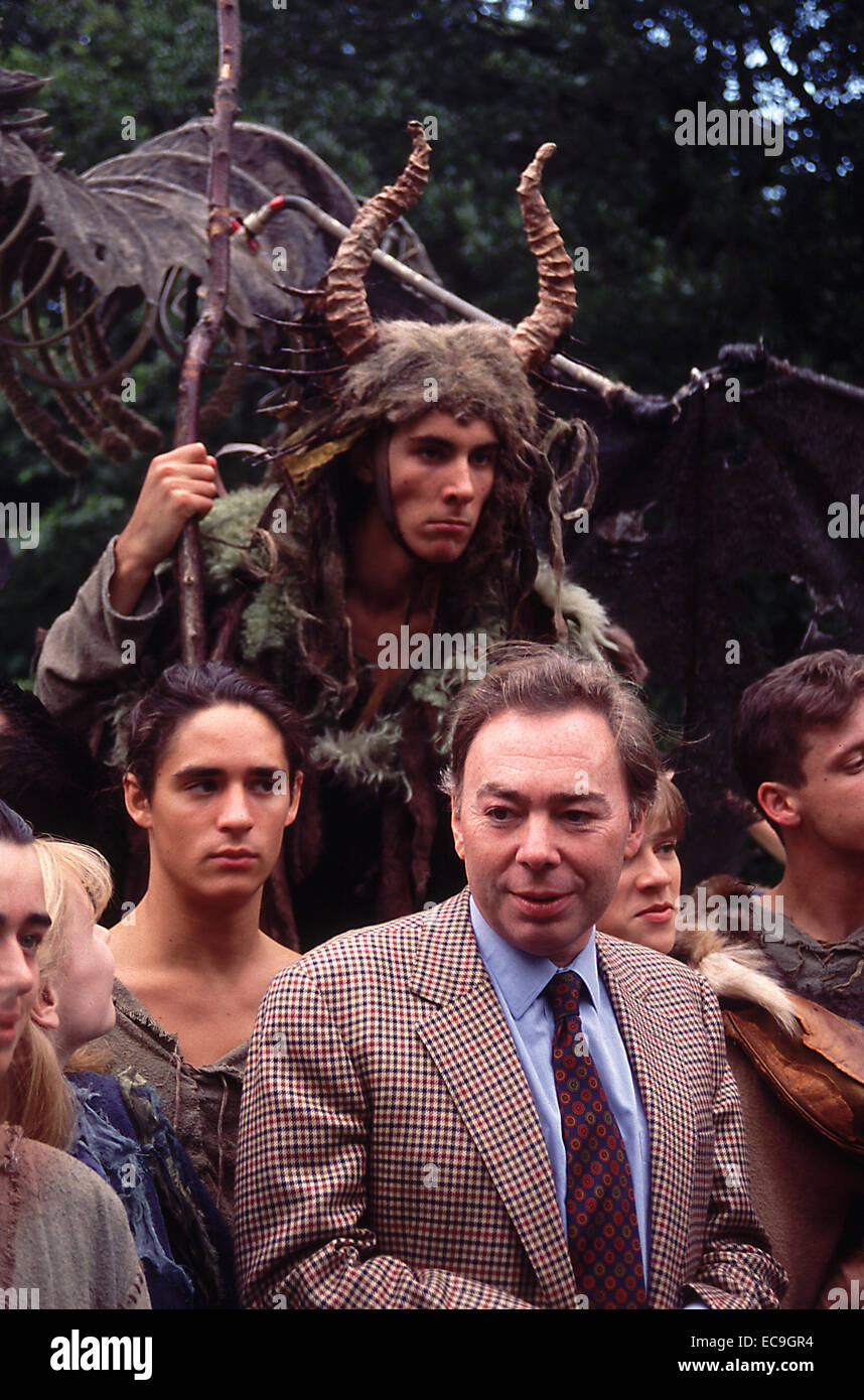 Andrew Lloyd Webber with the cast of Pendragon in Edinburgh 1994 Stock ...