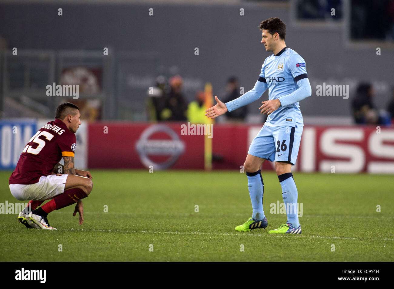 Rome, Italy. 10th Dec, 2014. Radja Nainggolan (Roma), Martin Demichelis ...