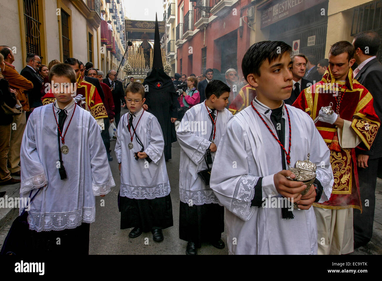 Semana Santa (Holy Week), Fiesta. Celebration in the streets of the old ...