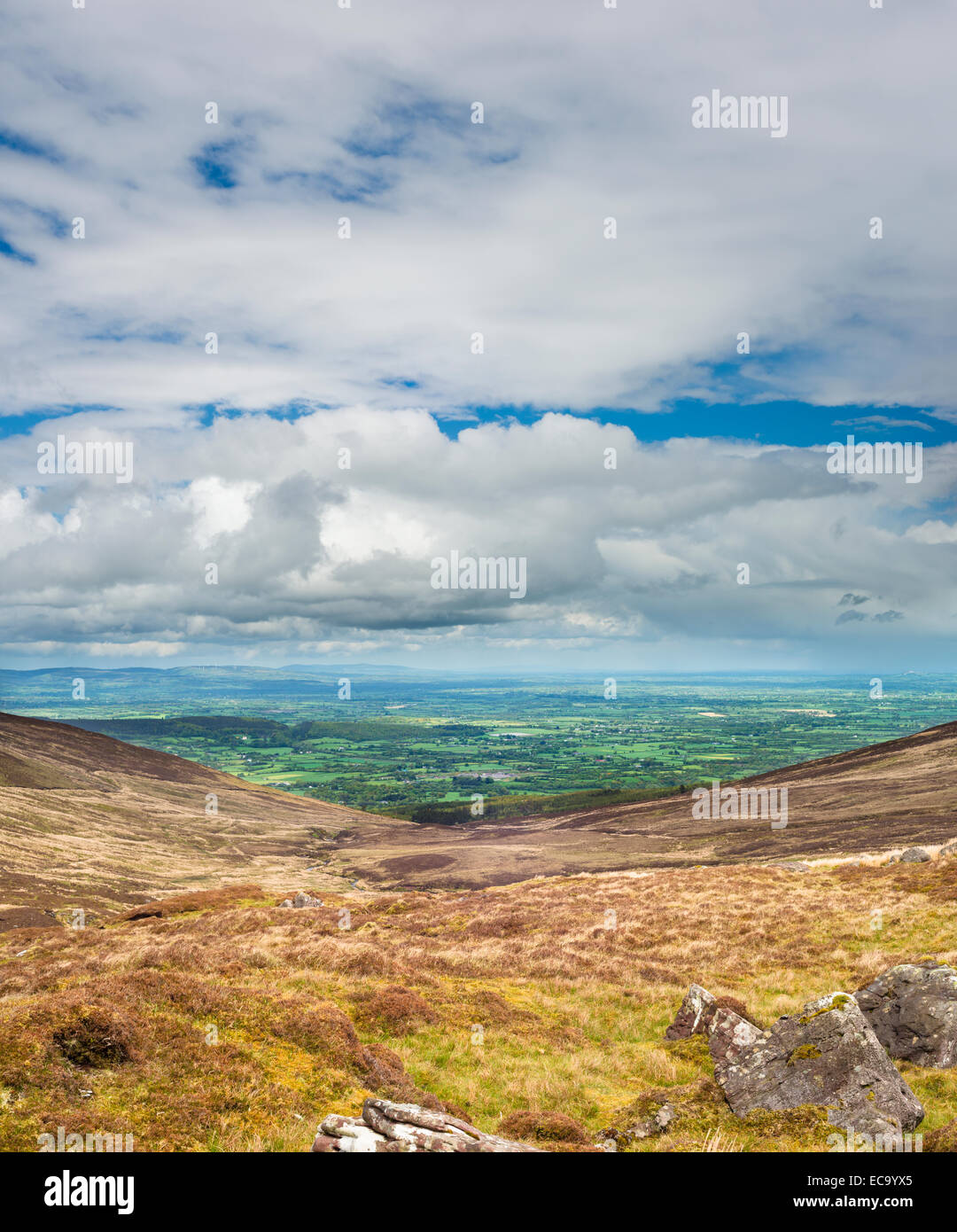 View northwards over the plains of the south Irish midlands, from the ...