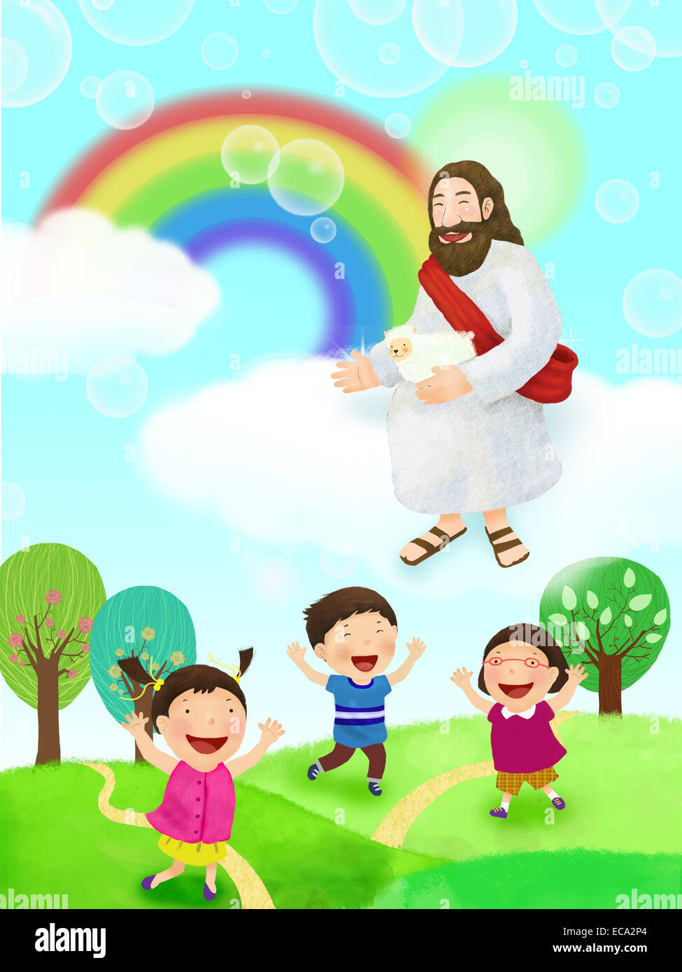 Children running to jesus hi-res stock photography and images - Alamy