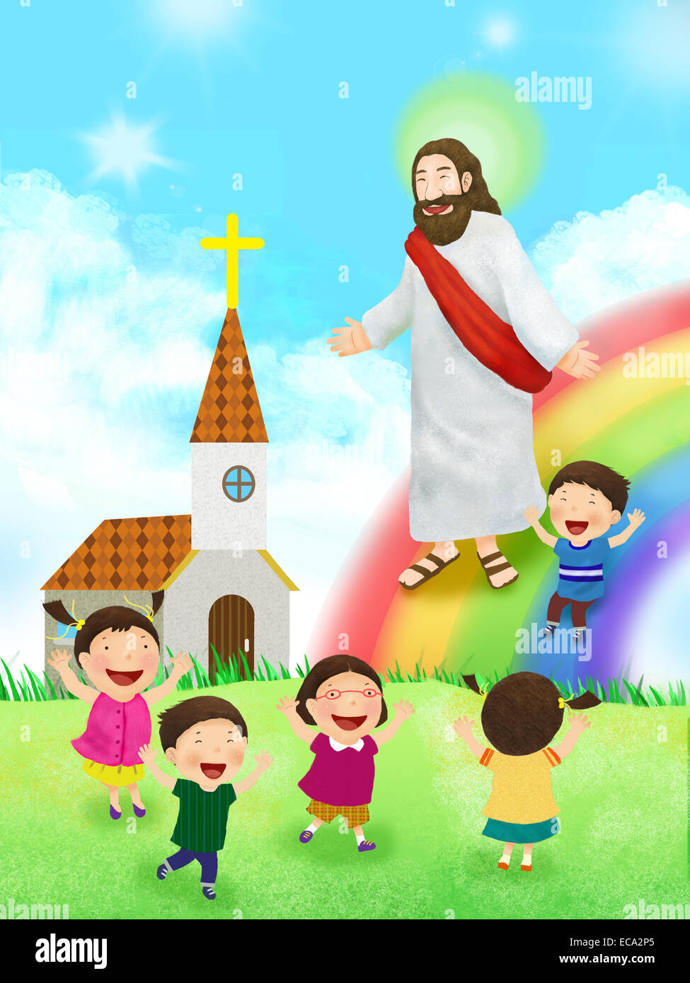 Children running to jesus hi-res stock photography and images - Alamy