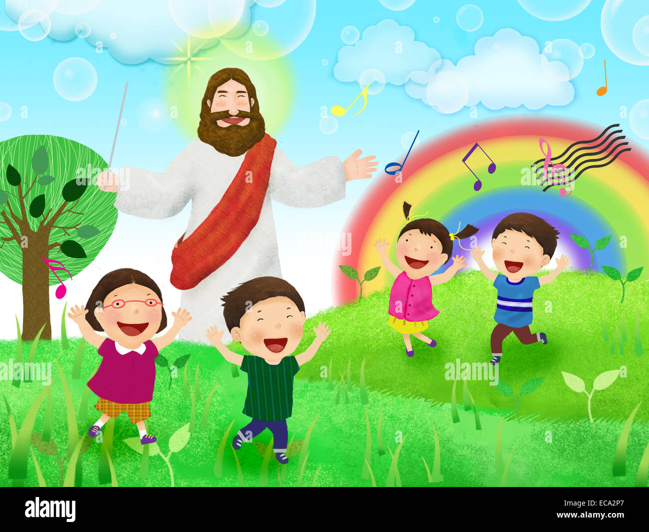 Children running to jesus hi-res stock photography and images - Alamy