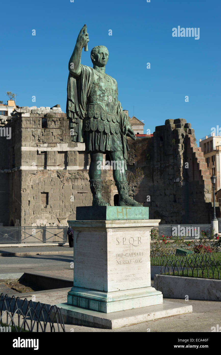 Bronze statue of Roman Emperor Nerva, Via dei Fori Imperiali, Rione I ...