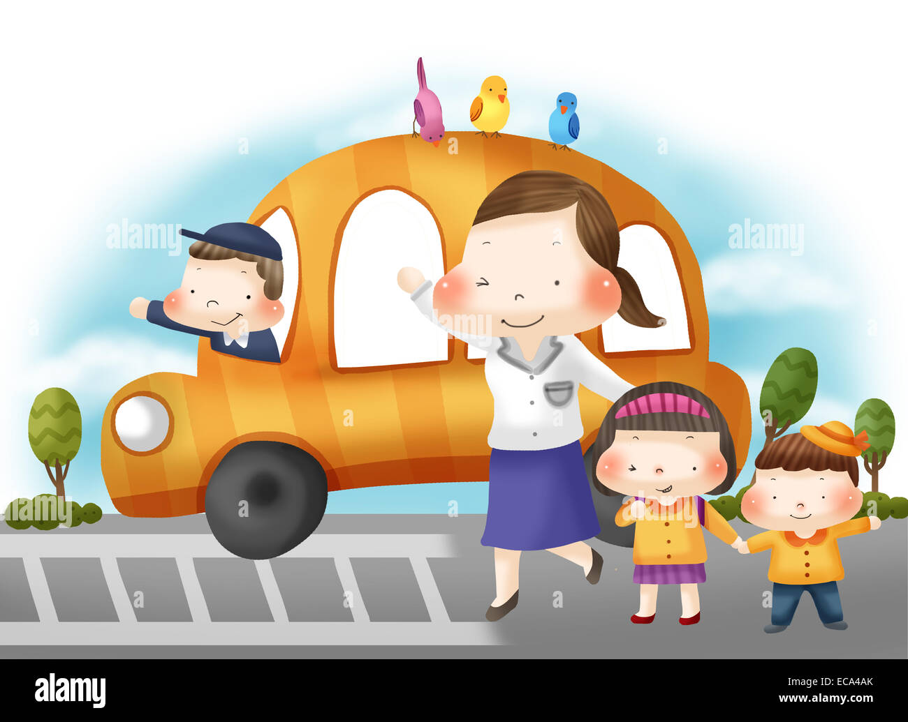 Going To School By Car Clipart